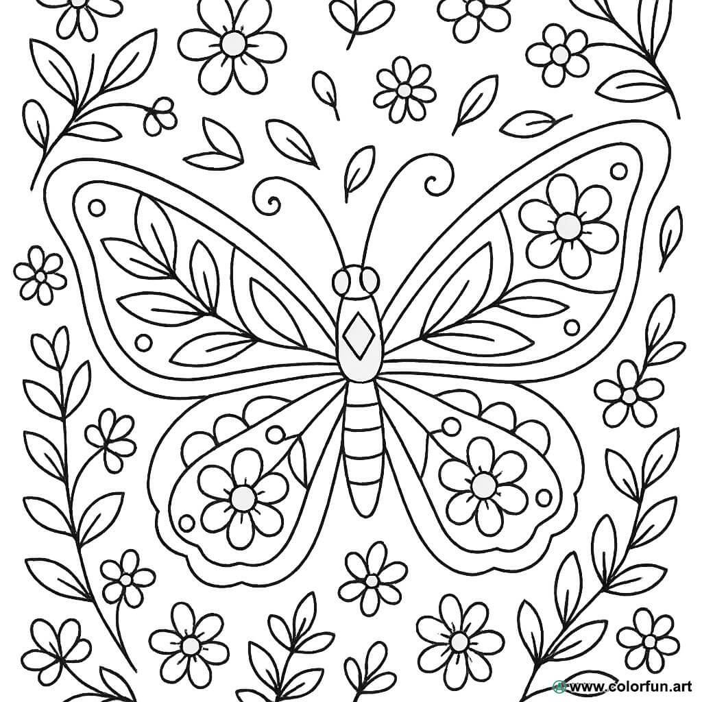 Coloriage créatif de papillon à Télécharger ou à Imprimer gratuitement