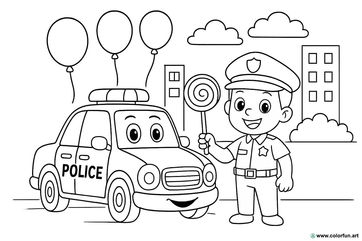 Fun police coloring page Download or Print for free