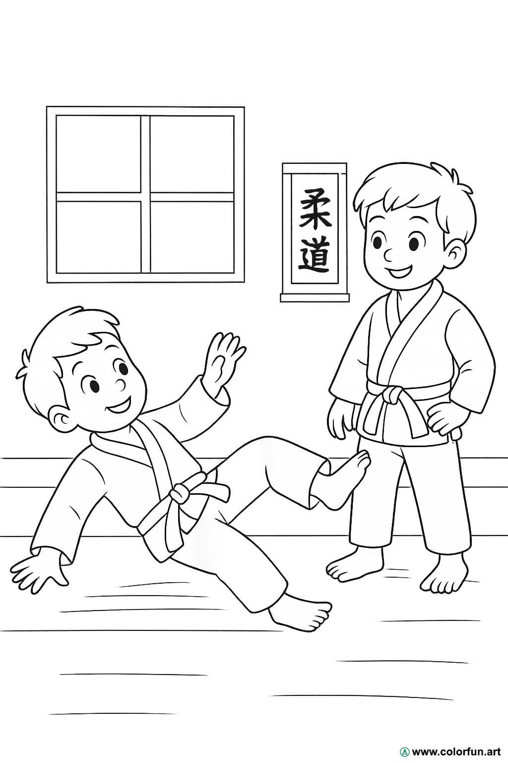 Judo backward fall coloring page Download or Print for free