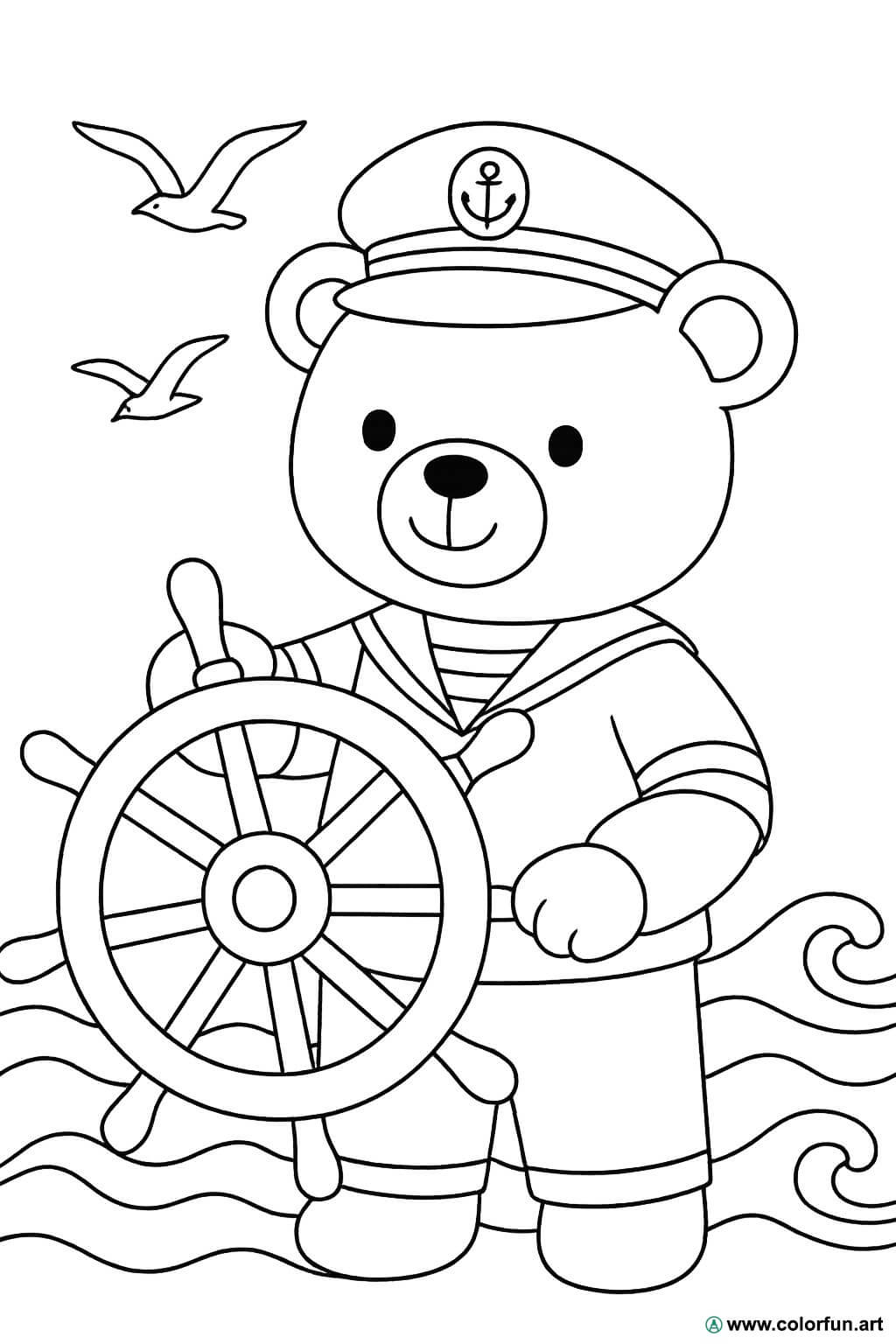 Coloriage d'un nounours marin à Télécharger ou à Imprimer gratuitement