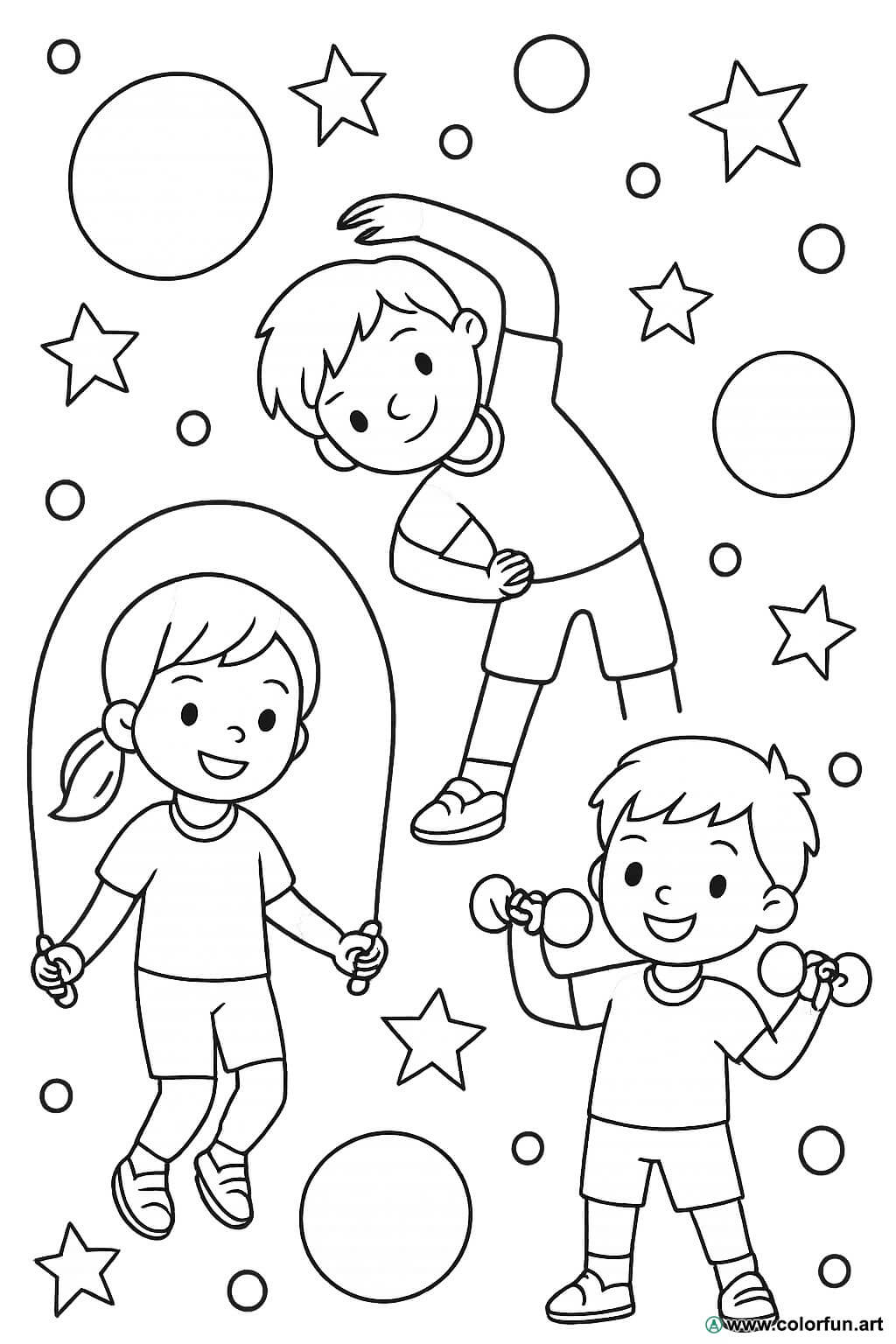 Gym exercises coloring page Download or Print for free