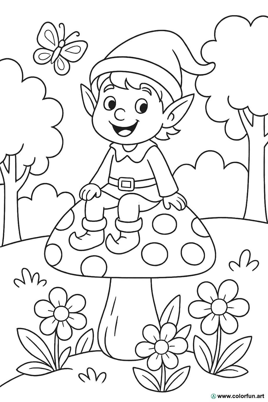 Descarga Pgina Para Colorear Duende Con Flores Coloring Pages En