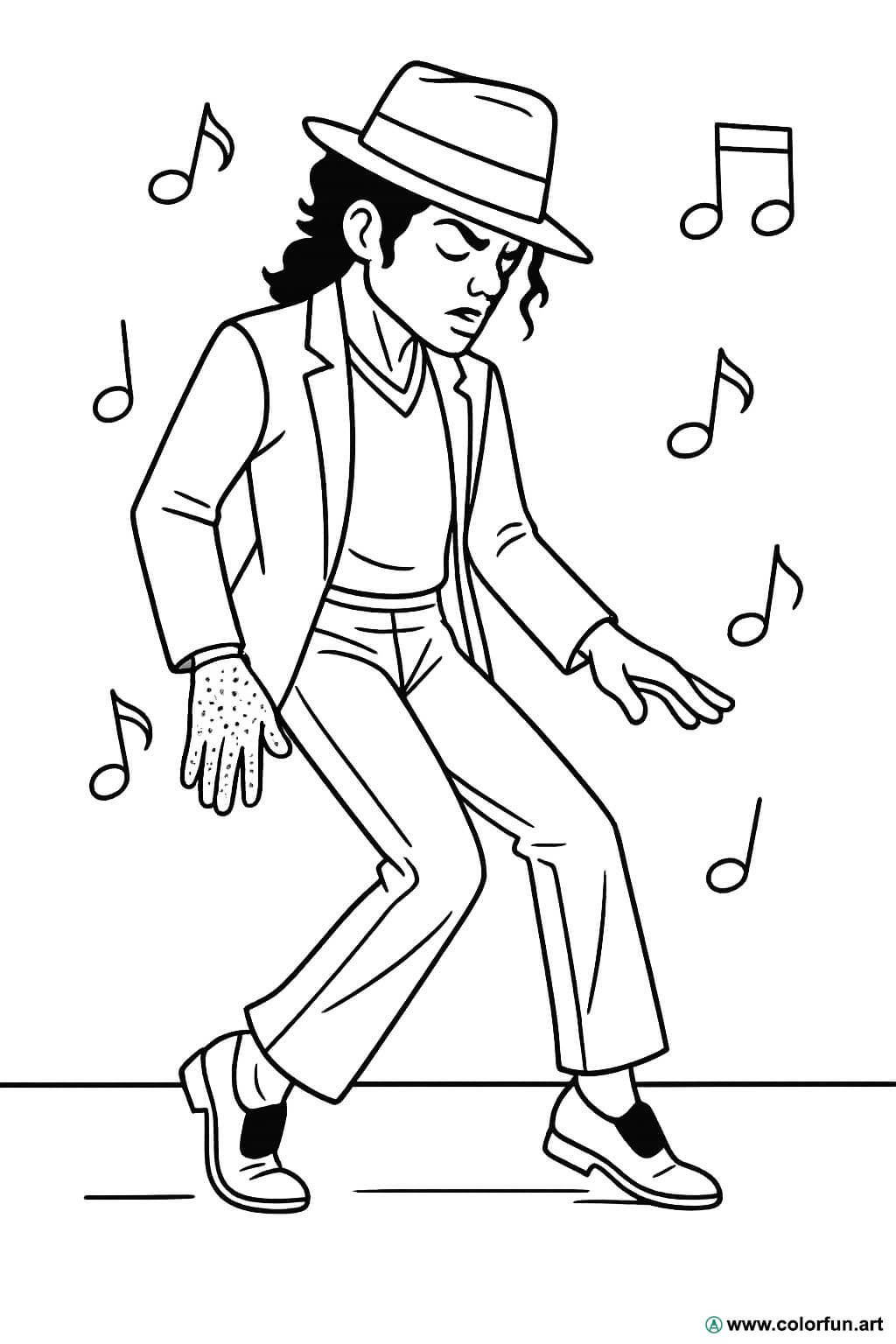 Michael Jackson coloring page in Moonwalk Download or Print for free