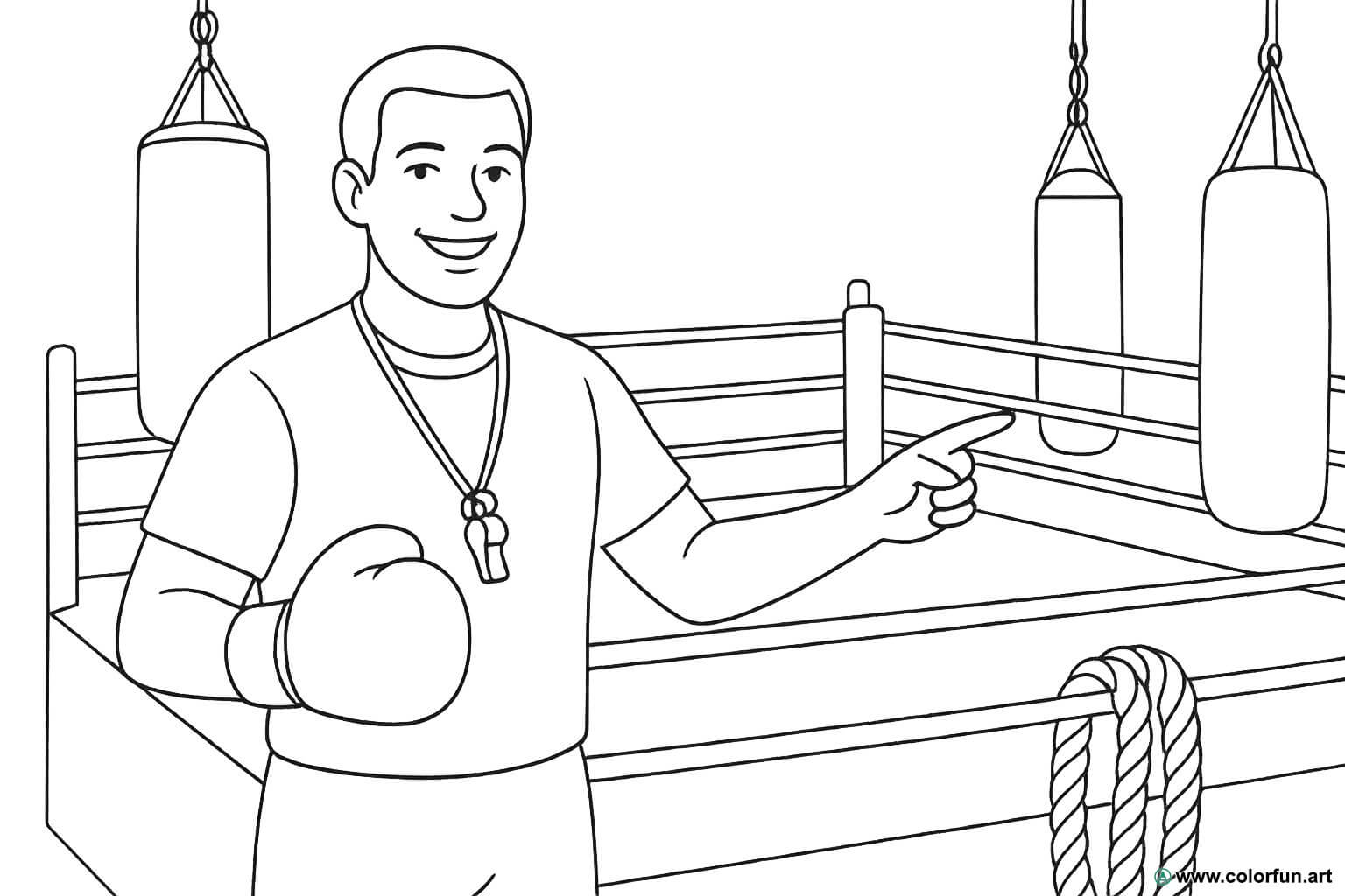Boxing coach coloring page Download or Print for free