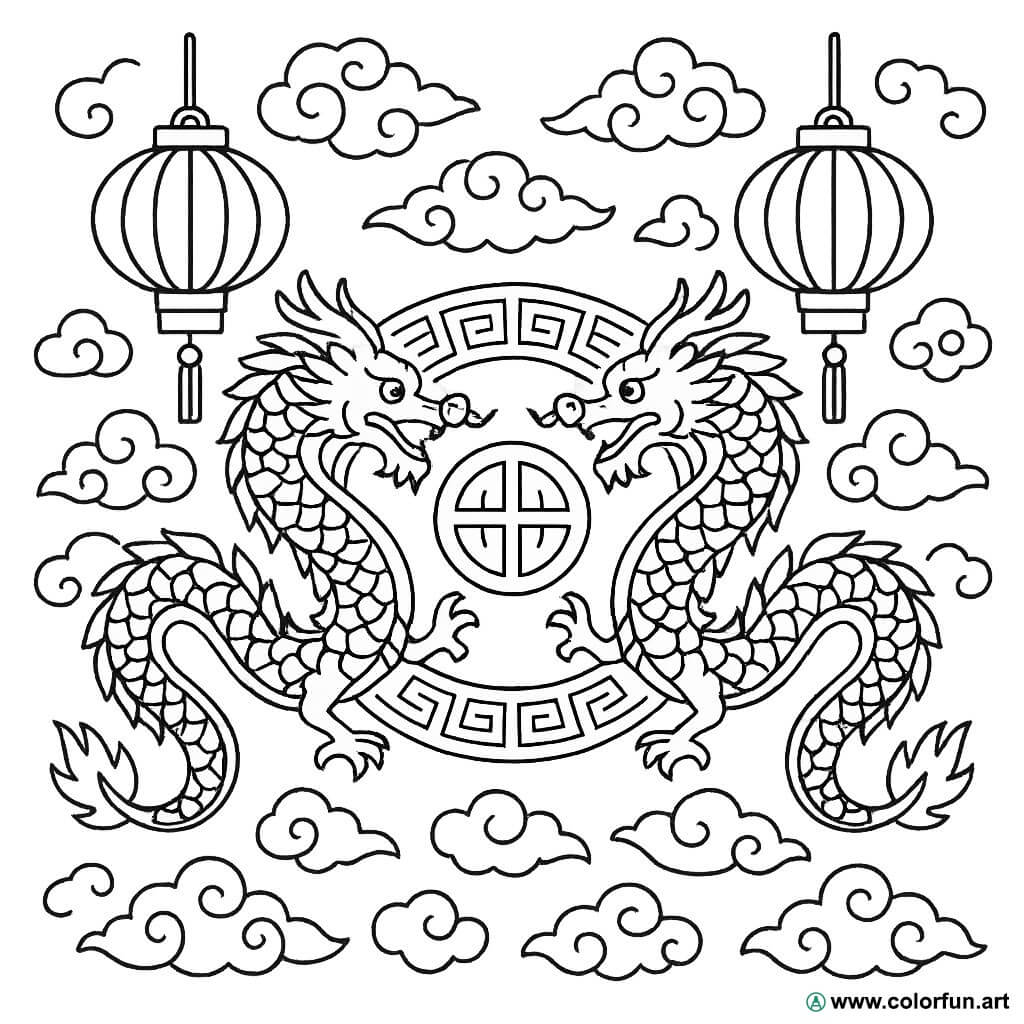 Chinese mandala coloring page Download or Print for free