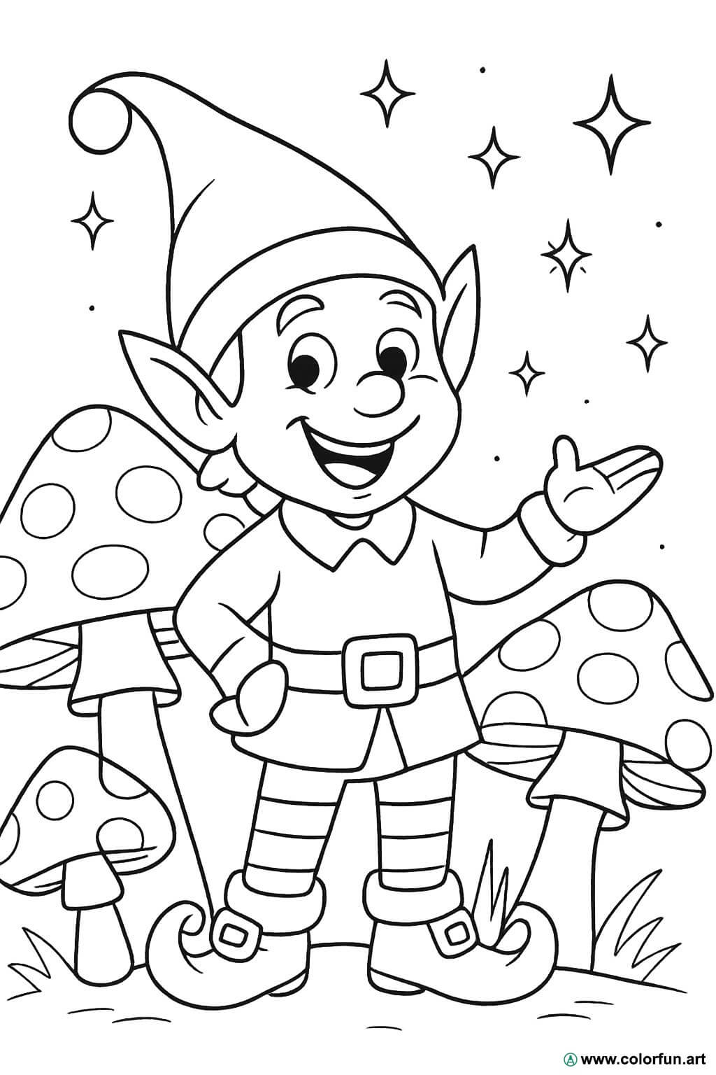 Dibujo para colorear del duende alegre Descargar o Imprimir de forma ...