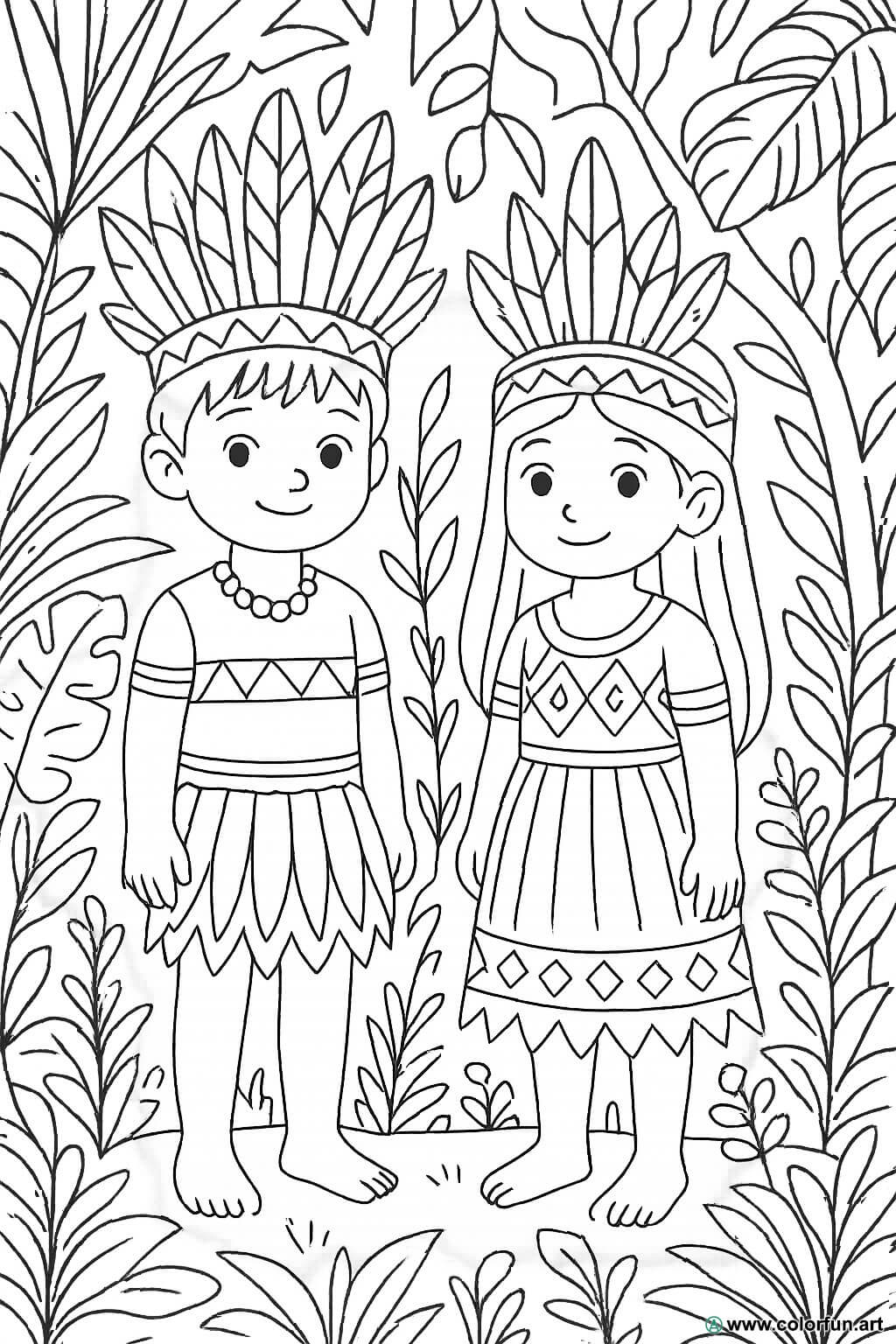Coloring page of the tribes of Brazil Download or Print for free