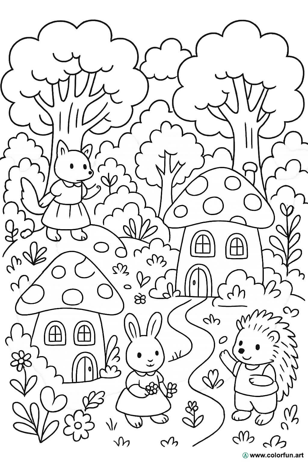 Disegno da colorare di paesaggi Sylvanian Scarica o Stampa gratuitamente