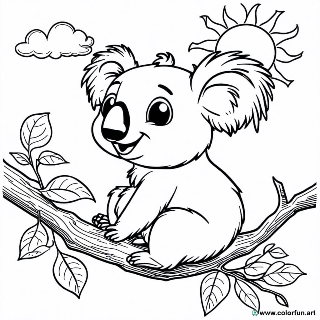 Coloriage de koala cartoon à Télécharger ou à Imprimer gratuitement