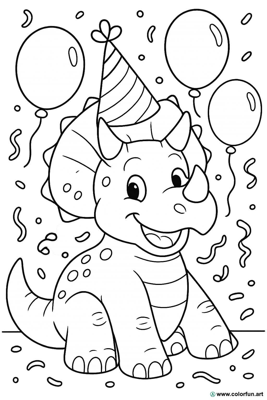 Fun coloring page of the triceratops Download or Print for free