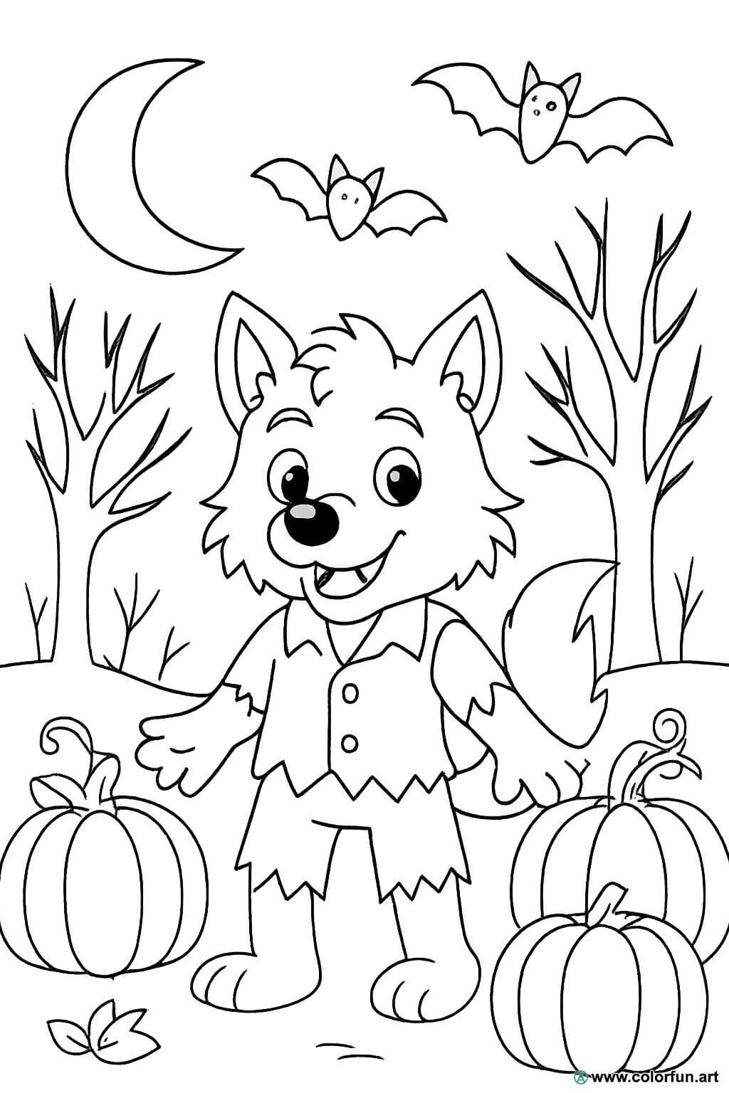 Halloween Werewolf Coloring Page Download or Print for free