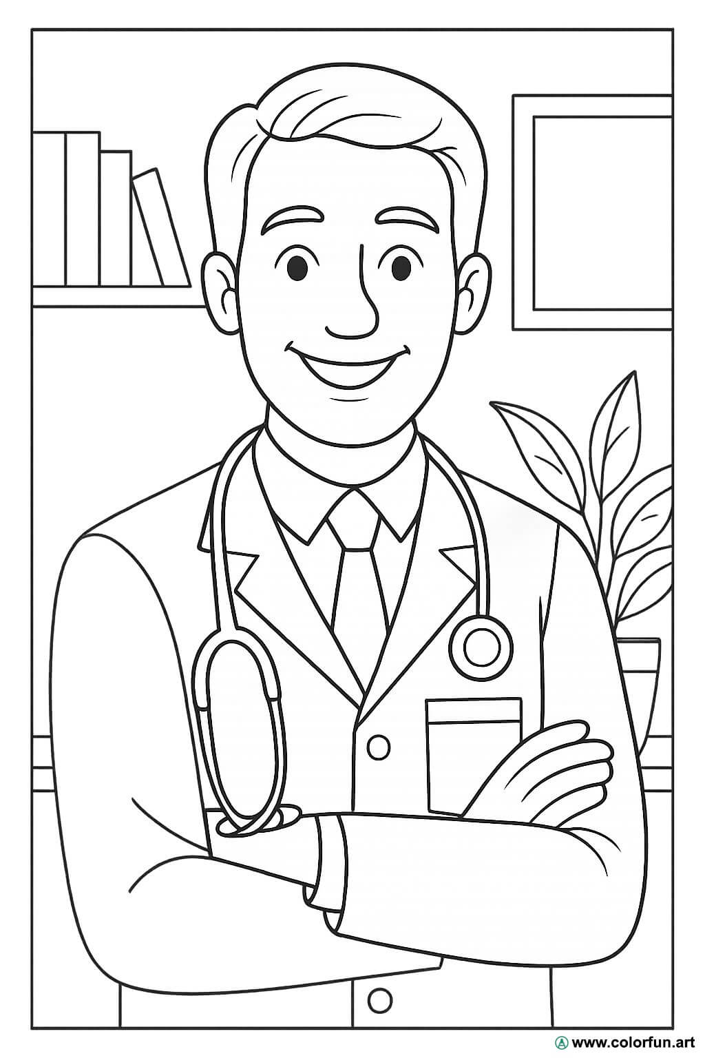 Coloriage d'un docteur avec stéthoscope à Télécharger ou à Imprimer ...