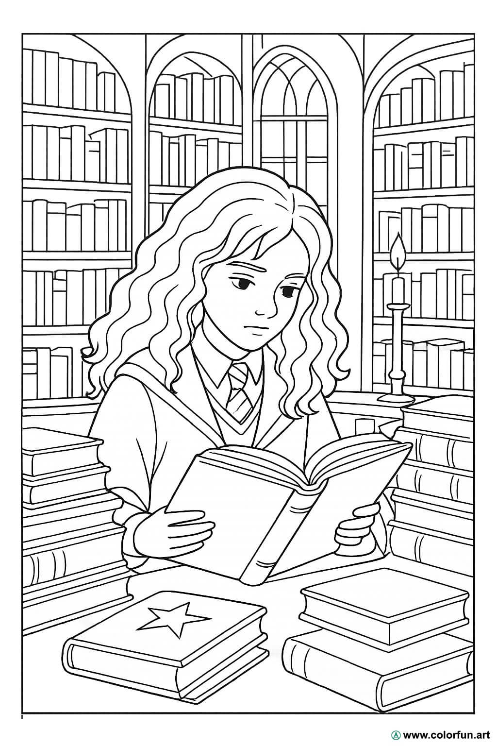 Disegno da colorare difficile di Hermione Granger Scarica o Stampa ...