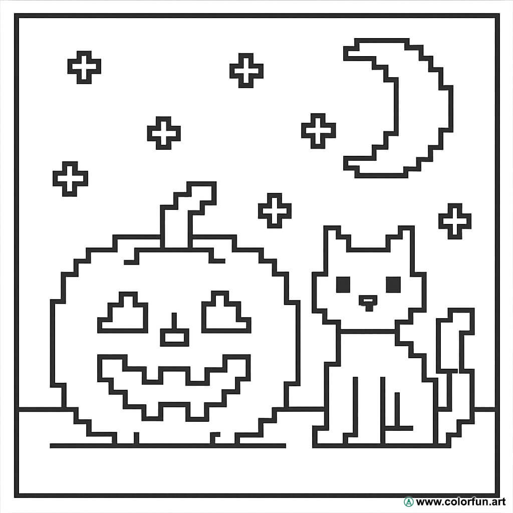 Dibujo para colorear de pixel art para Halloween Descargar o Imprimir ...