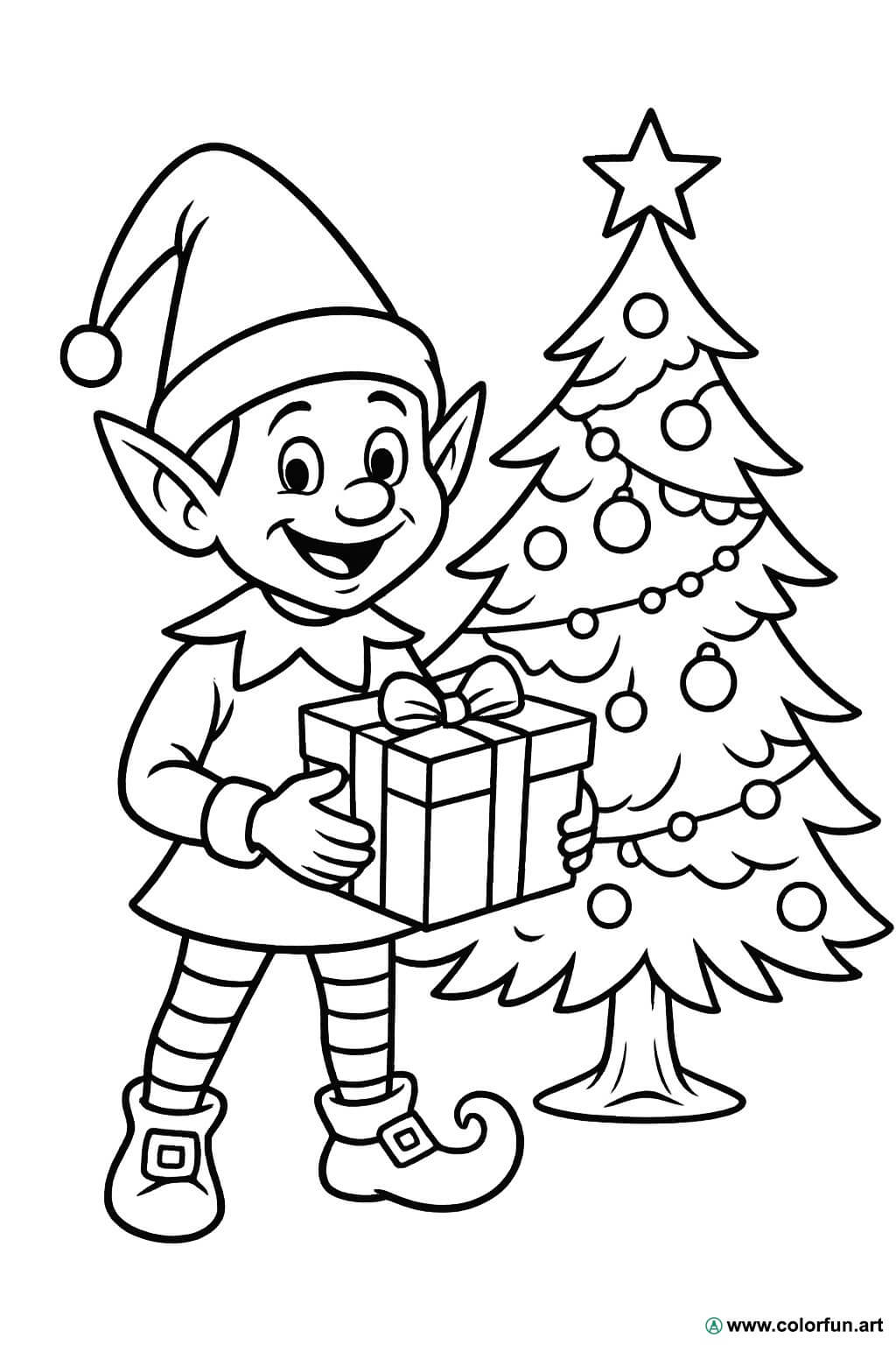 Coloriage d'un lutin de Noël vintage à Télécharger ou à Imprimer ...