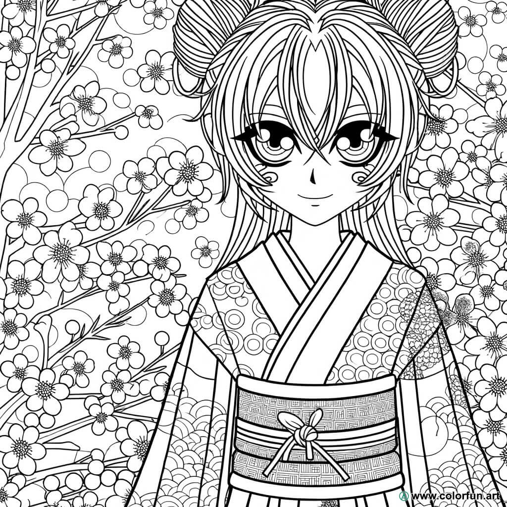 Coloriage de manga complexe à Télécharger ou à Imprimer gratuitement