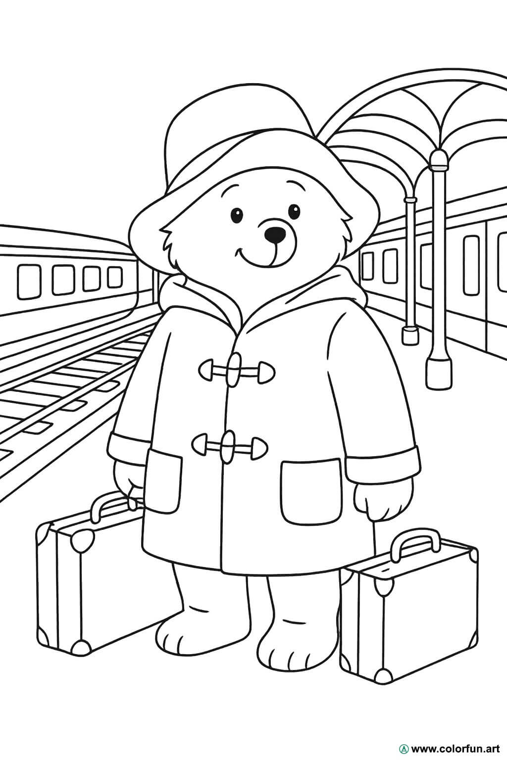 Paddington at the station coloring page Download or Print for free