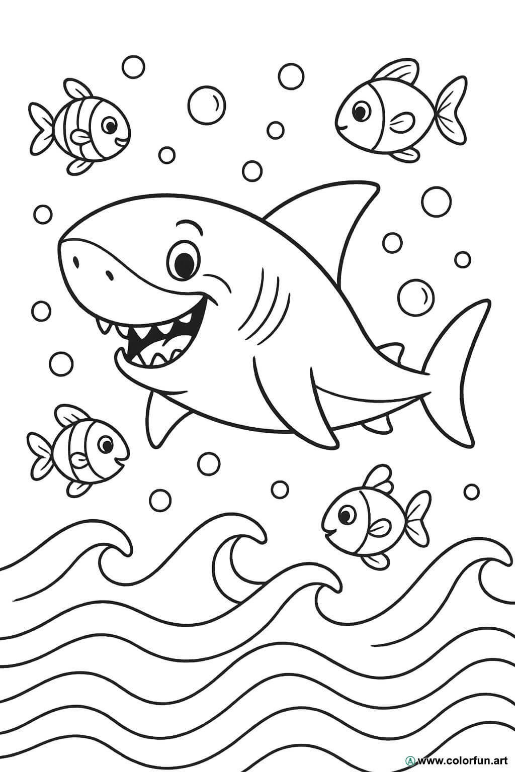 Dibujo para colorear de tiburón en el océano Descargar o Imprimir de ...