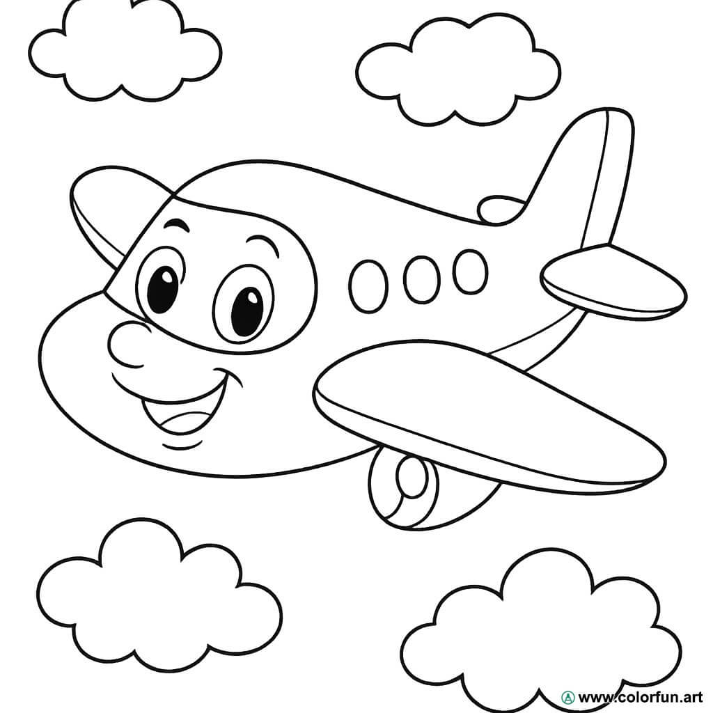 Coloring page of an airplane vehicle Download or Print for free
