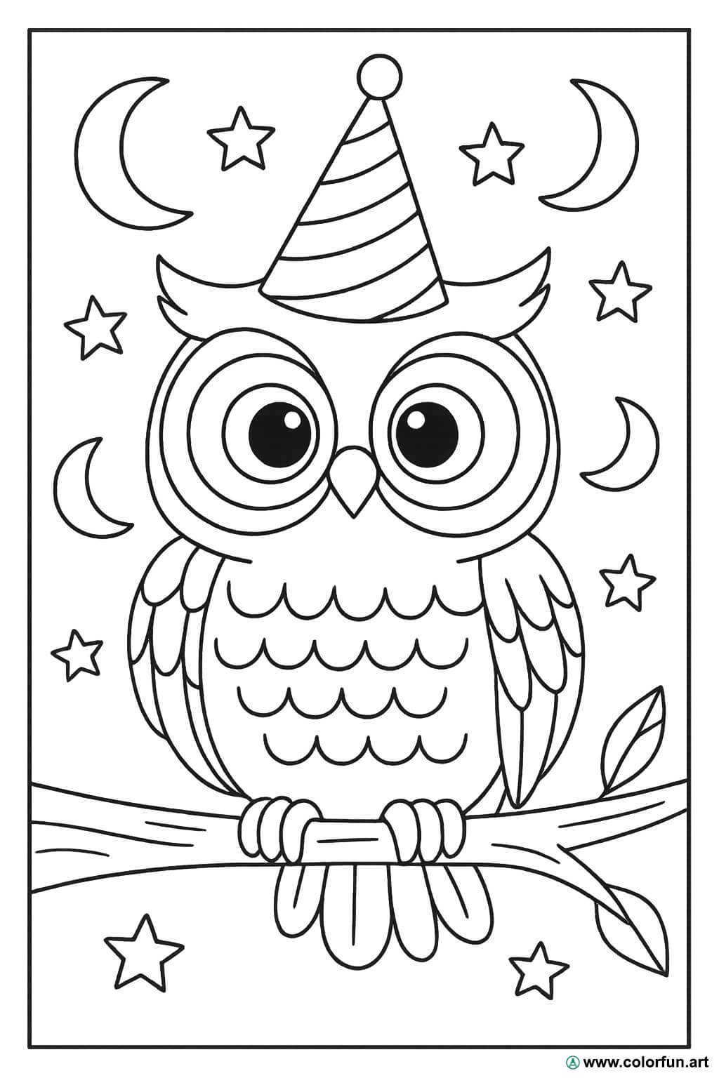 Coloring page of a funny owl Download or Print for free