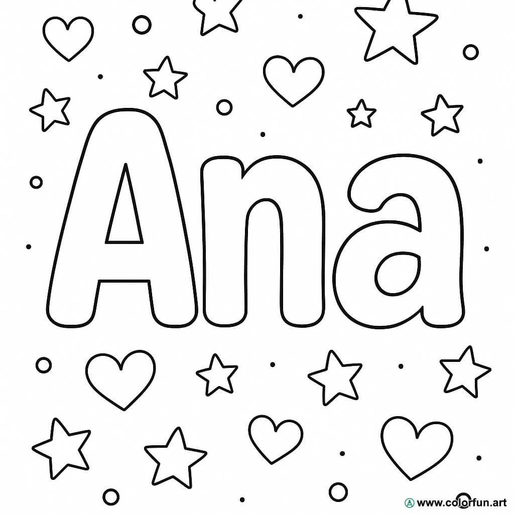Coloriage du prénom Ana à Télécharger ou à Imprimer gratuitement