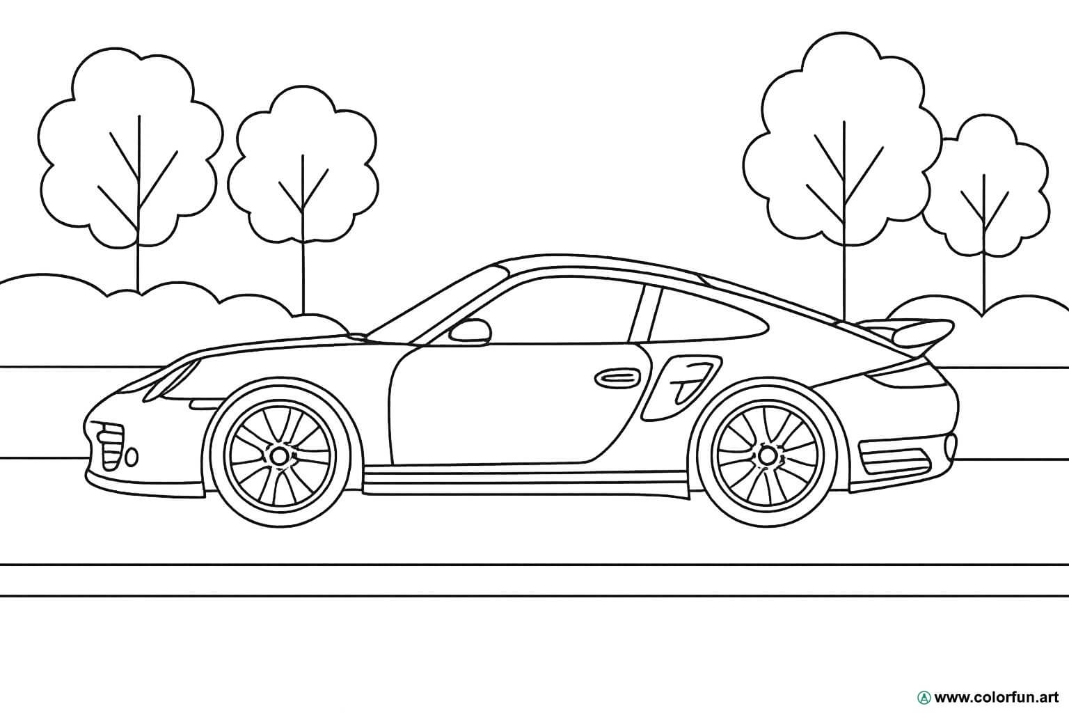 Coloriage d'une Porsche Turbo à Télécharger ou à Imprimer gratuitement