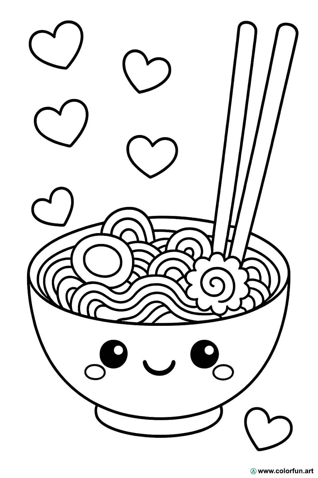 Kawaii Japanese ramen coloring page Download or Print for free