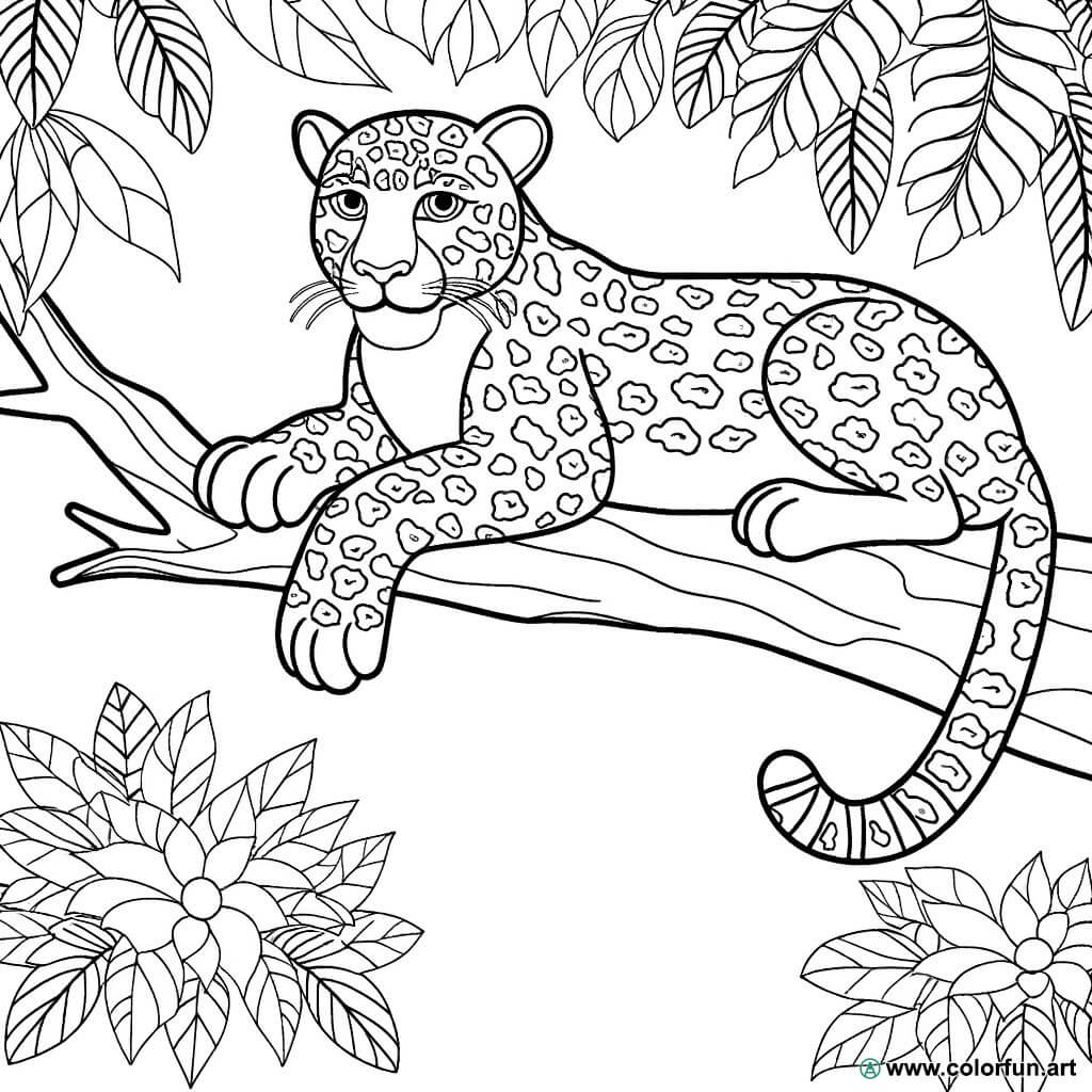 Artistic coloring page of the leopard Download or Print for free