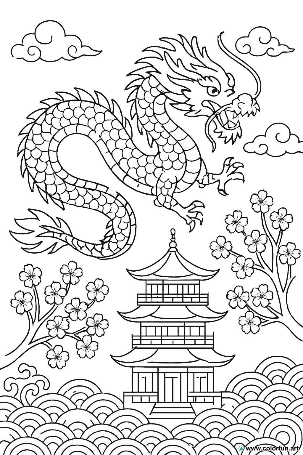 Asian dragons coloring page Download or Print for free