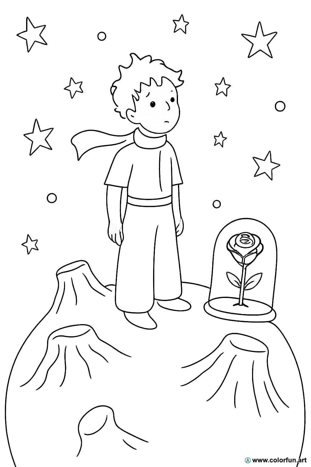 Coloring page of The Little Prince in Adventure Download or Print for free