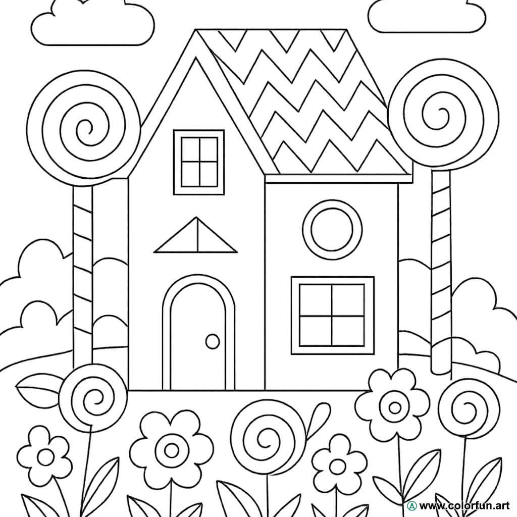 Coloriage d'une maison créative à Télécharger ou à Imprimer gratuitement