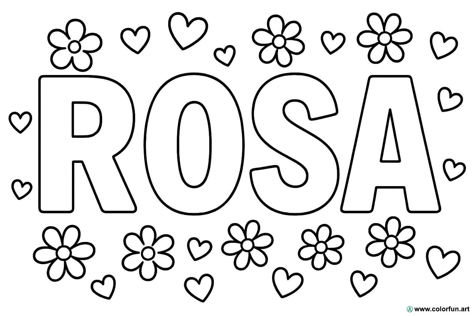 Dibujo para colorear del nombre Rosa Descargar o Imprimir de forma gratuita