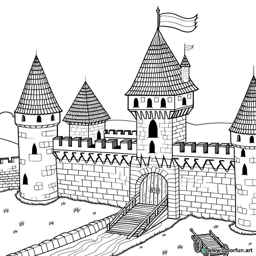 Coloring page of a castle Download or Print for free