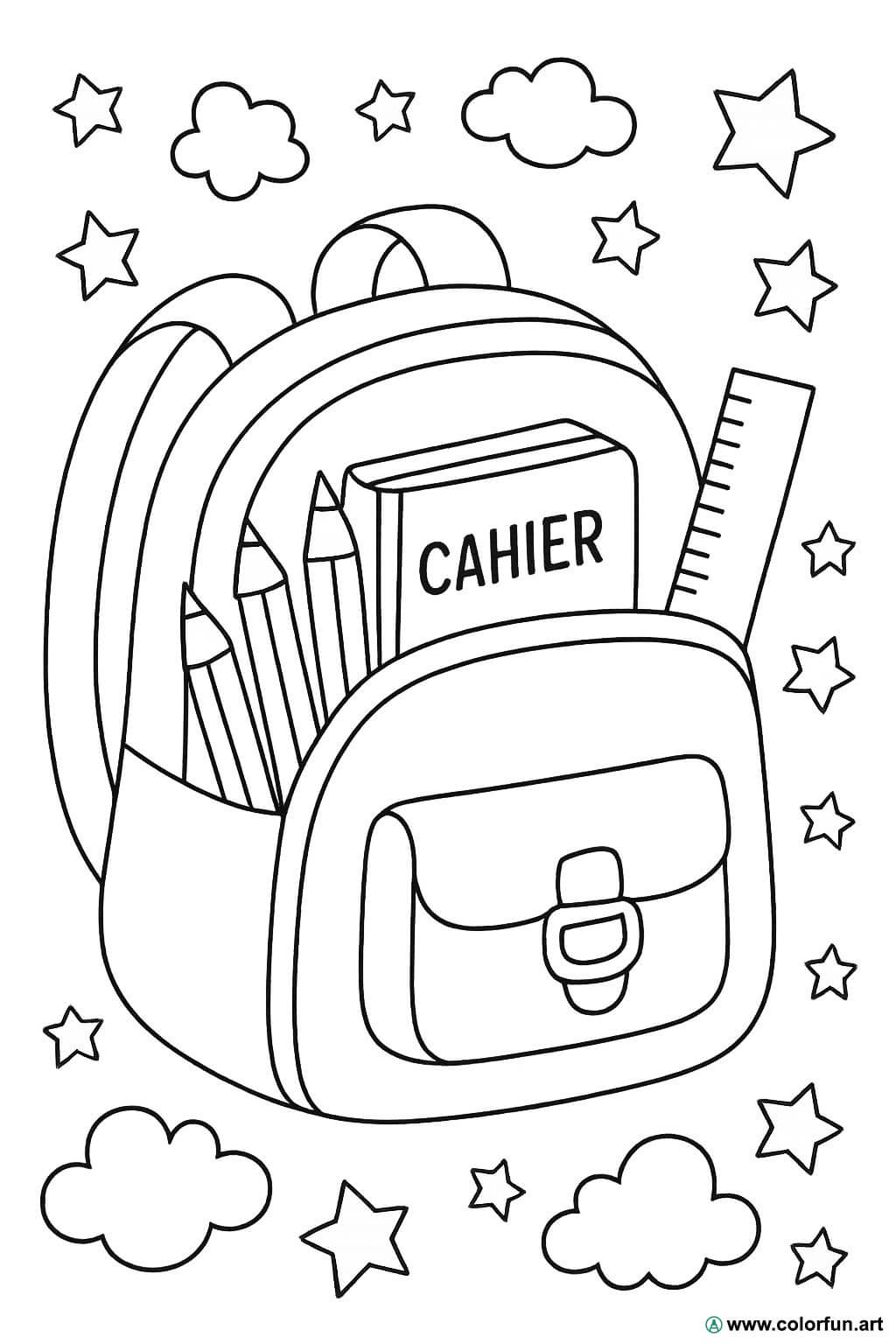 School backpack coloring page Download or Print for free