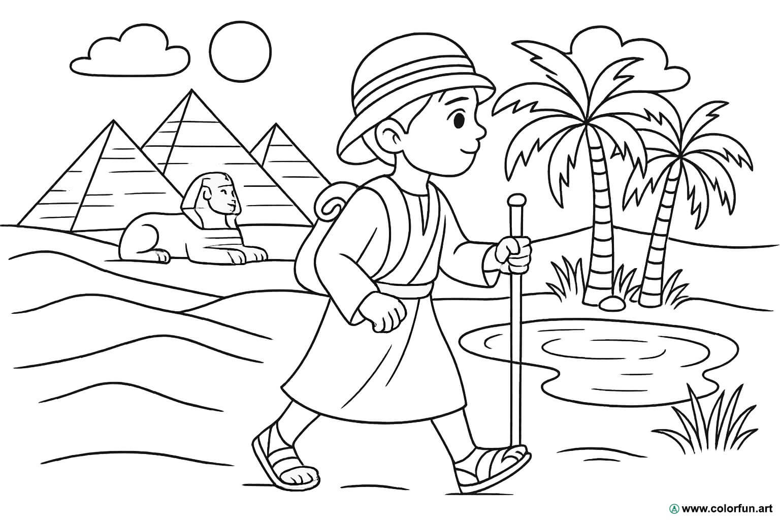 Coloring page of Egypt at the oasis Download or Print for free