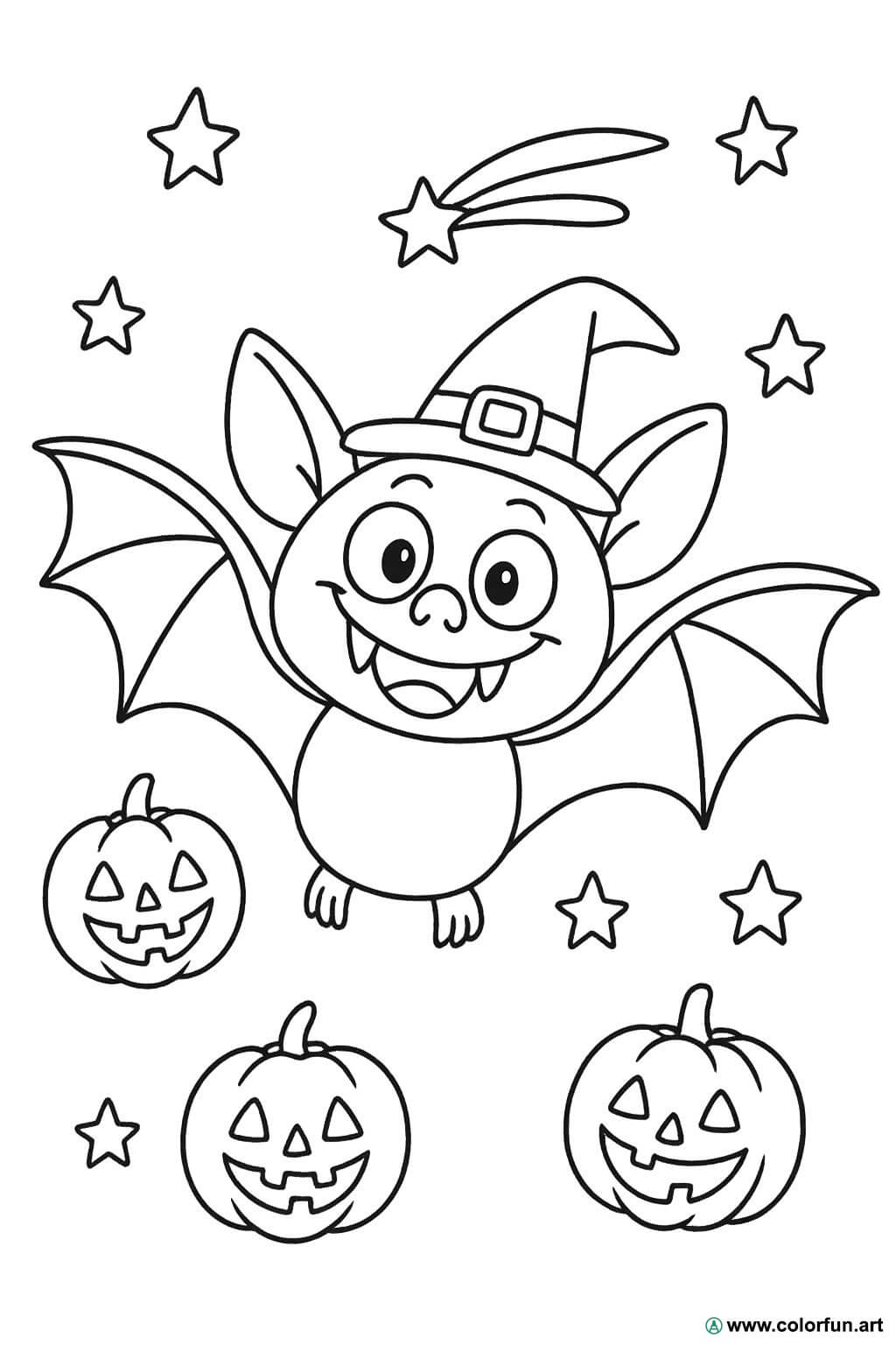 Halloween coloring page: funny and amusing bat Download or Print for free