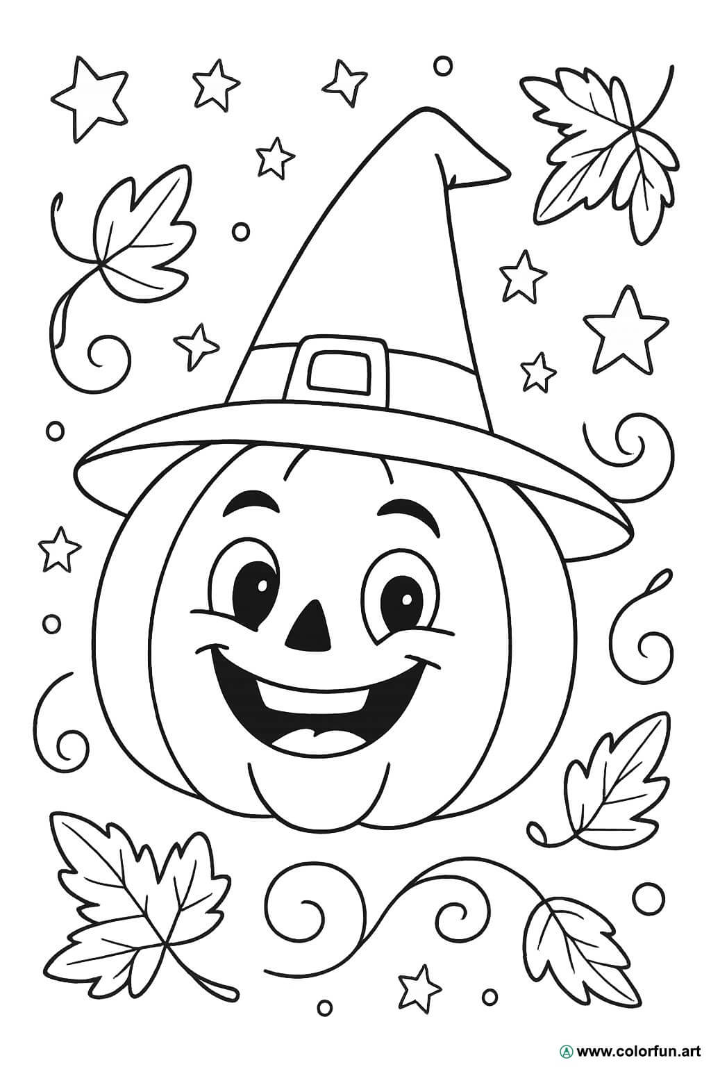Coloriage amusant de citrouille à Télécharger ou à Imprimer gratuitement
