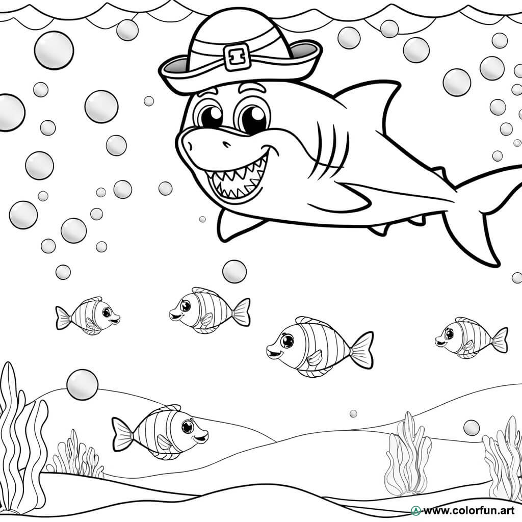 Coloriage d'un requin amusant à Télécharger ou à Imprimer gratuitement
