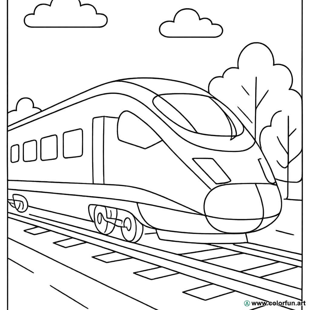 Modern train coloring page Download or Print for free