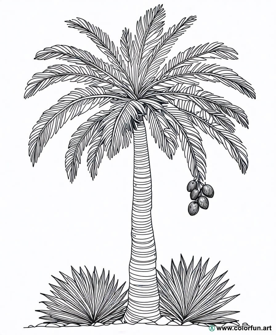 Coloriage du palmier dattier à Télécharger ou à Imprimer gratuitement