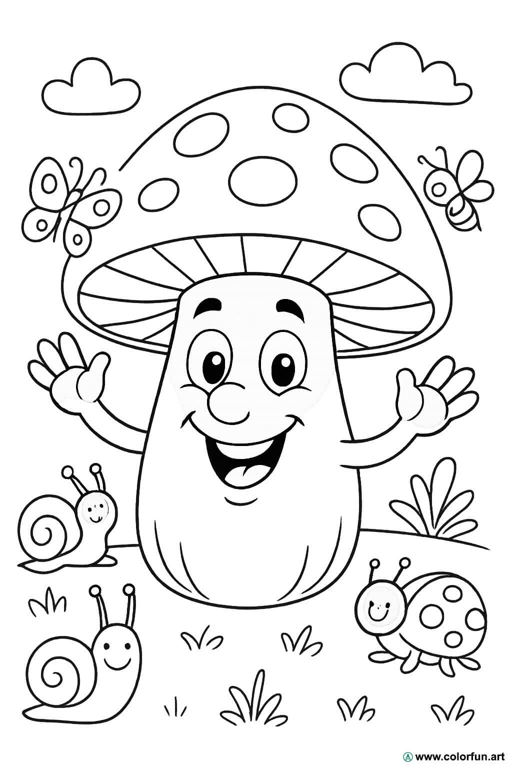 Dibujo para colorear de un hongo divertido Descargar o Imprimir de ...
