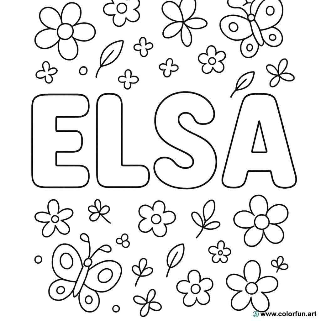 Dibujo para colorear del nombre Elsa Descargar o Imprimir de forma gratuita