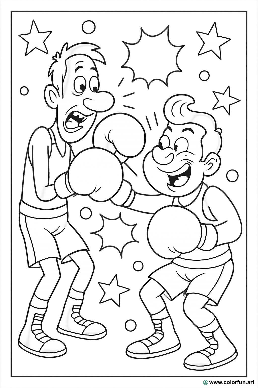 Fun boxing coloring page Download or Print for free