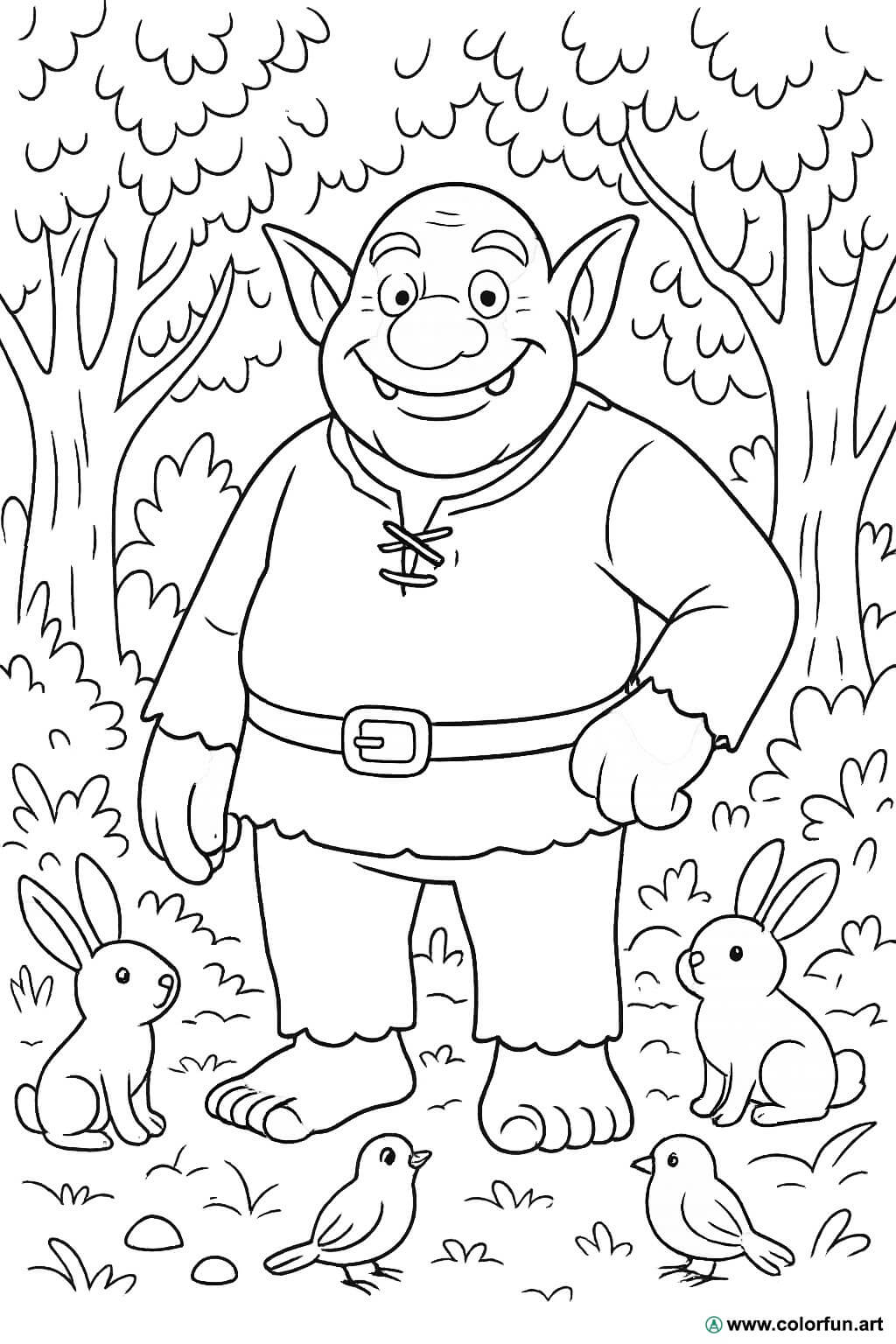 Coloring page of a smiling ogre Download or Print for free
