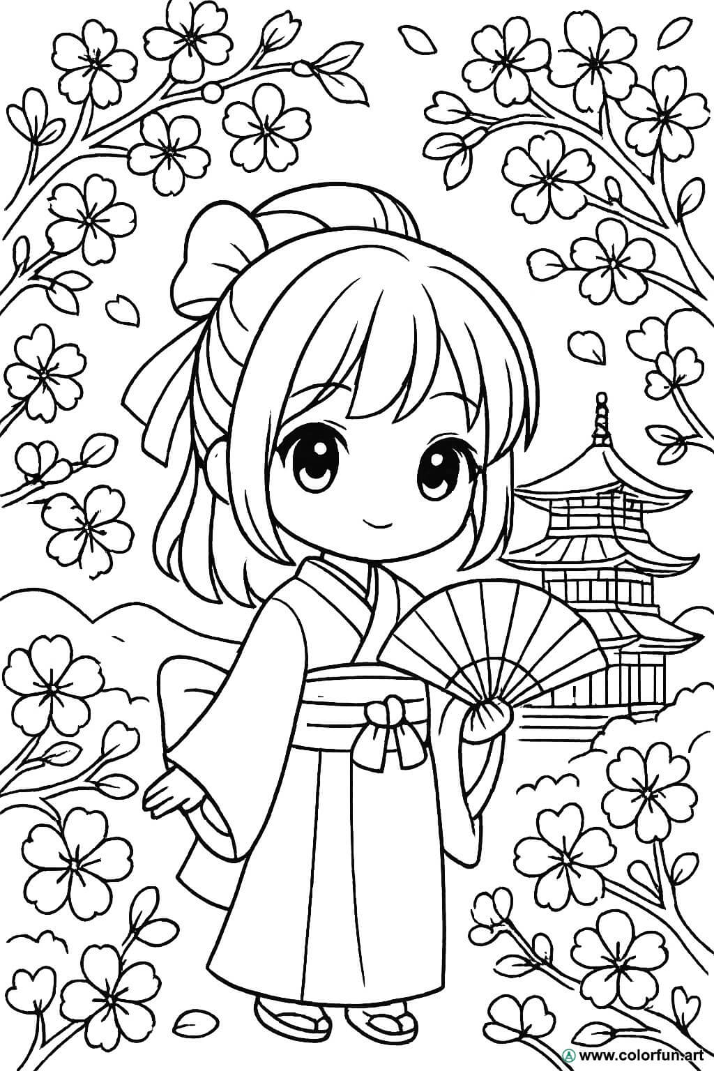 Disegno da colorare di manga chibi giapponese Scarica o Stampa ...