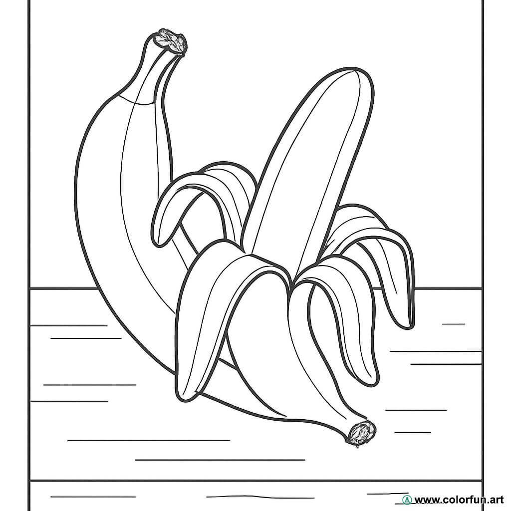 Realistic banana coloring page Download or Print for free