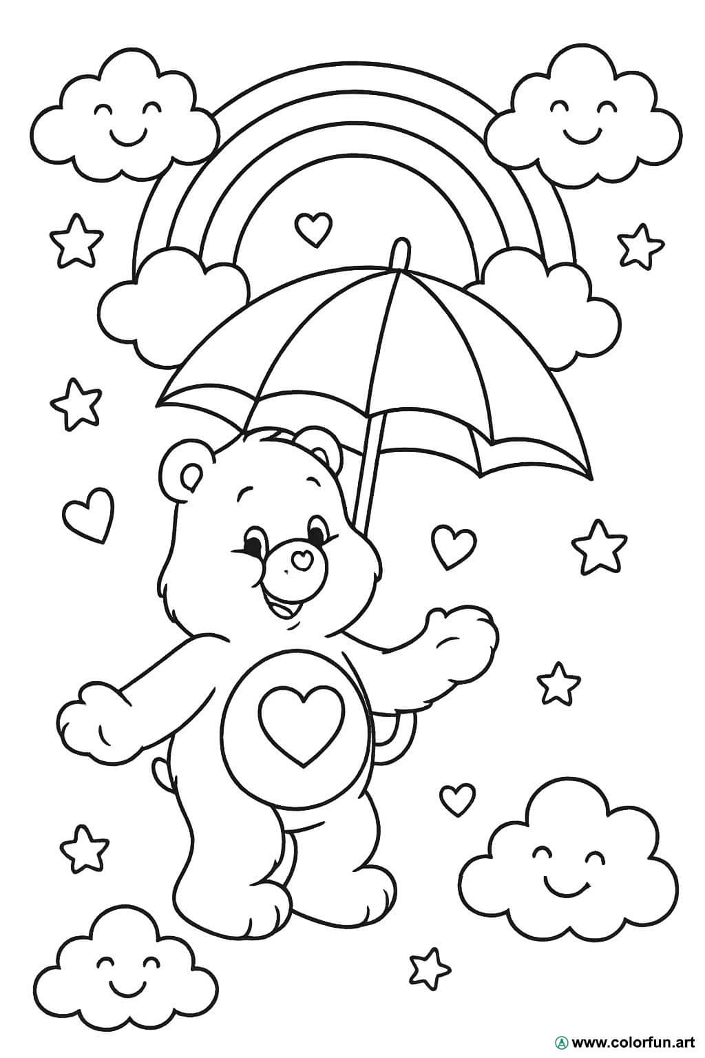 Dibujo para colorear de ositos de la suerte arcoíris Descargar o ...