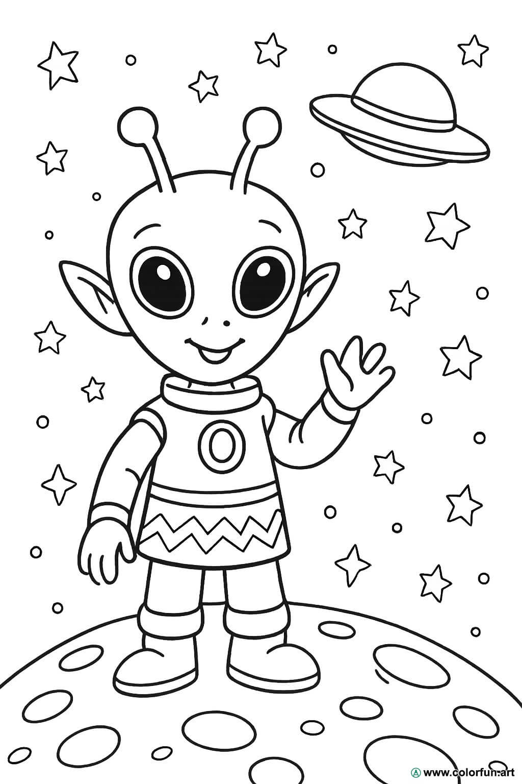 Themed alien coloring page Download or Print for free