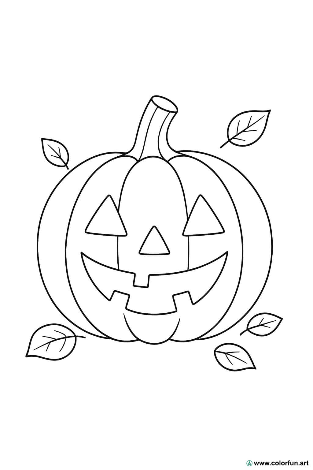 Simple pumpkin face coloring page for Halloween Download or Print for free