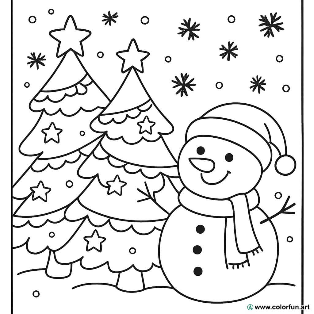 Dibujo para colorear de Navidad con árboles de Navidad Descargar o ...